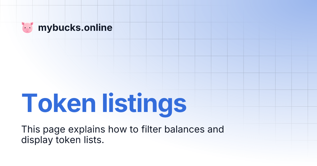 Token listings | mybucks.online